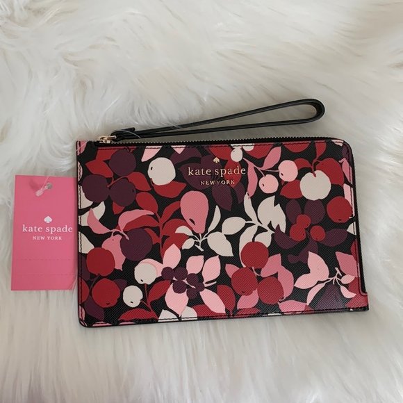 kate spade | Bags | Kate Spade Fruit Foliage Staci Medium Lzip Wristlet ...